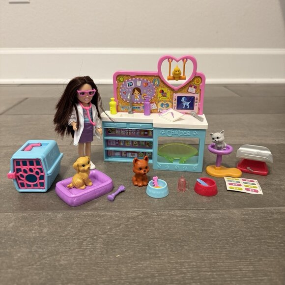 Barbie | Toys | Barbie Chelsea Doll Pet Vet Playset With Doll 4 Animals ...